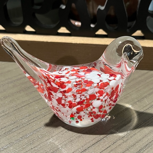 Accents | Sweden Red White Confetti Glass Bird Red White Bird Made In ...